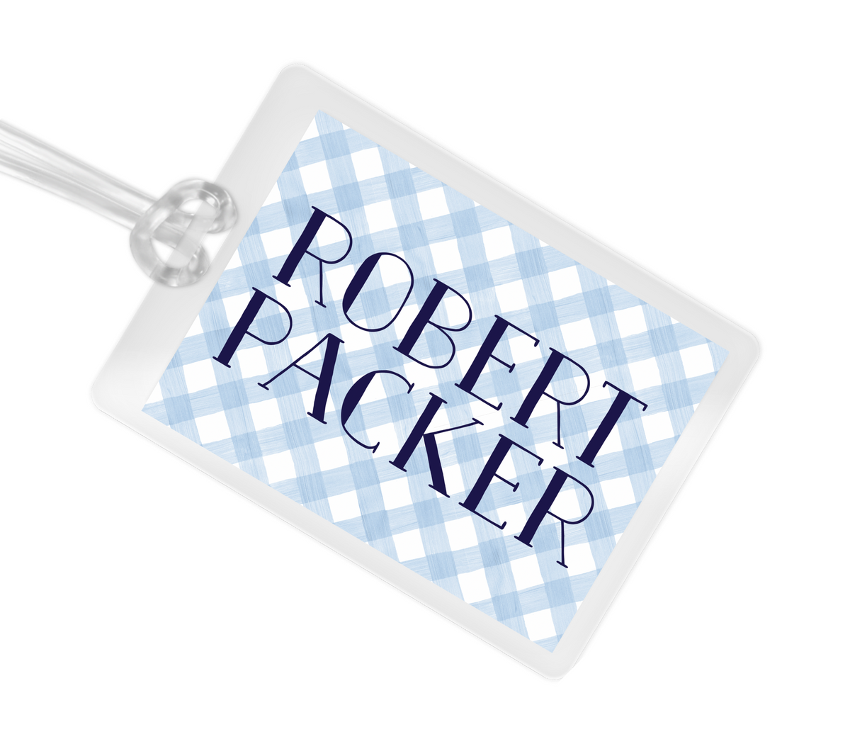 Laminated Bag Tag - Blue Gingham– courtneystonedesigns