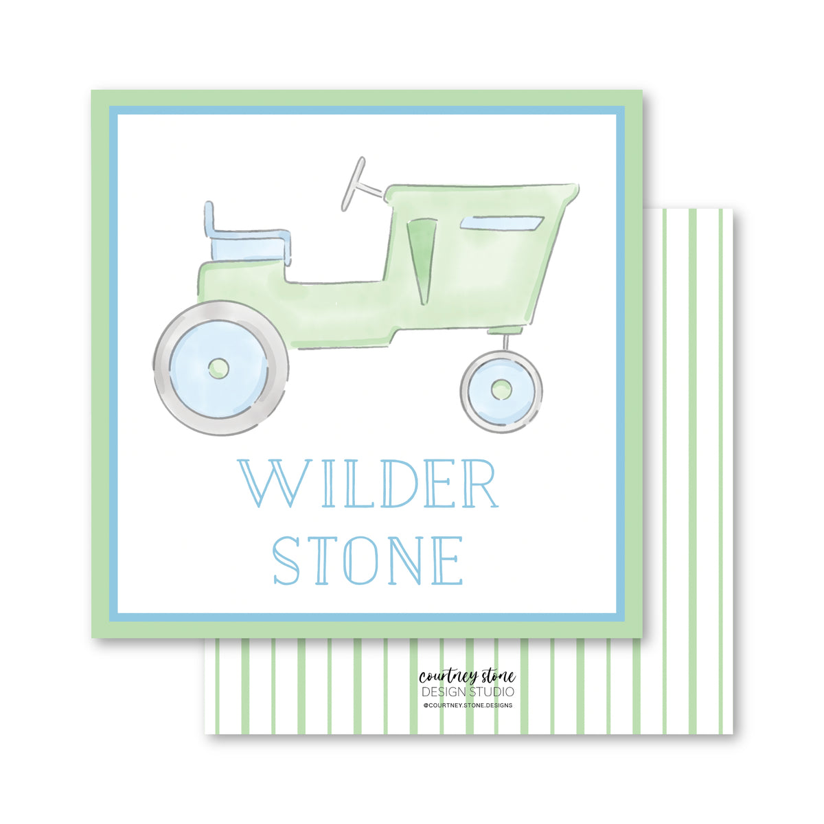 Pastel Tractor Enclosure Card | Gift Tag– courtneystonedesigns