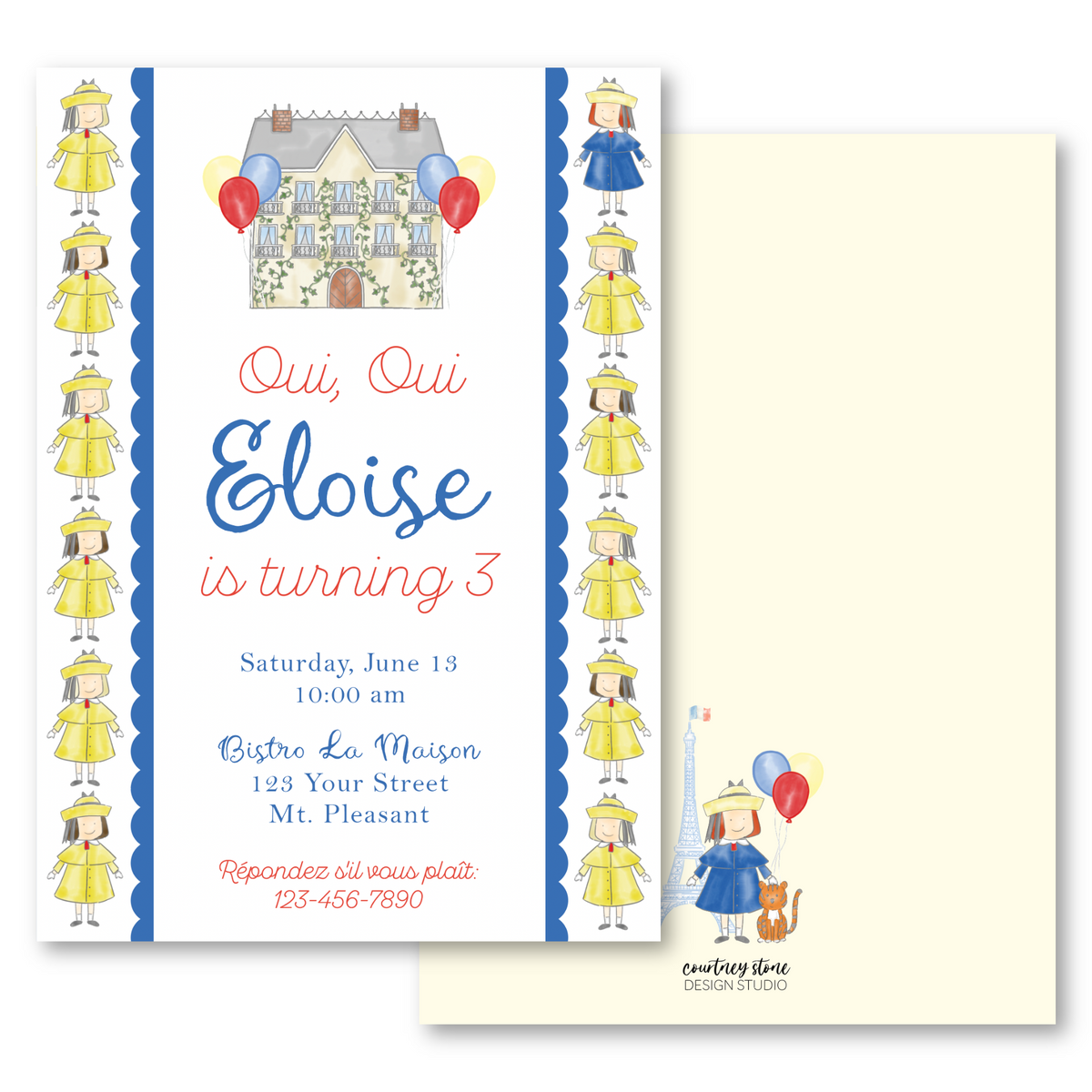Madeline - 2 Straight Lines - Birthday Invitations– courtneystonedesigns